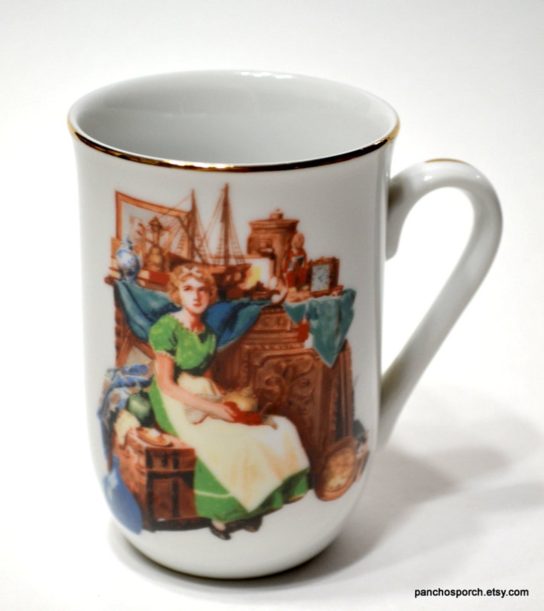 Vintage NORMAN ROCKWELL Mug Dreams in the Antique Shop Americana Coffee ...