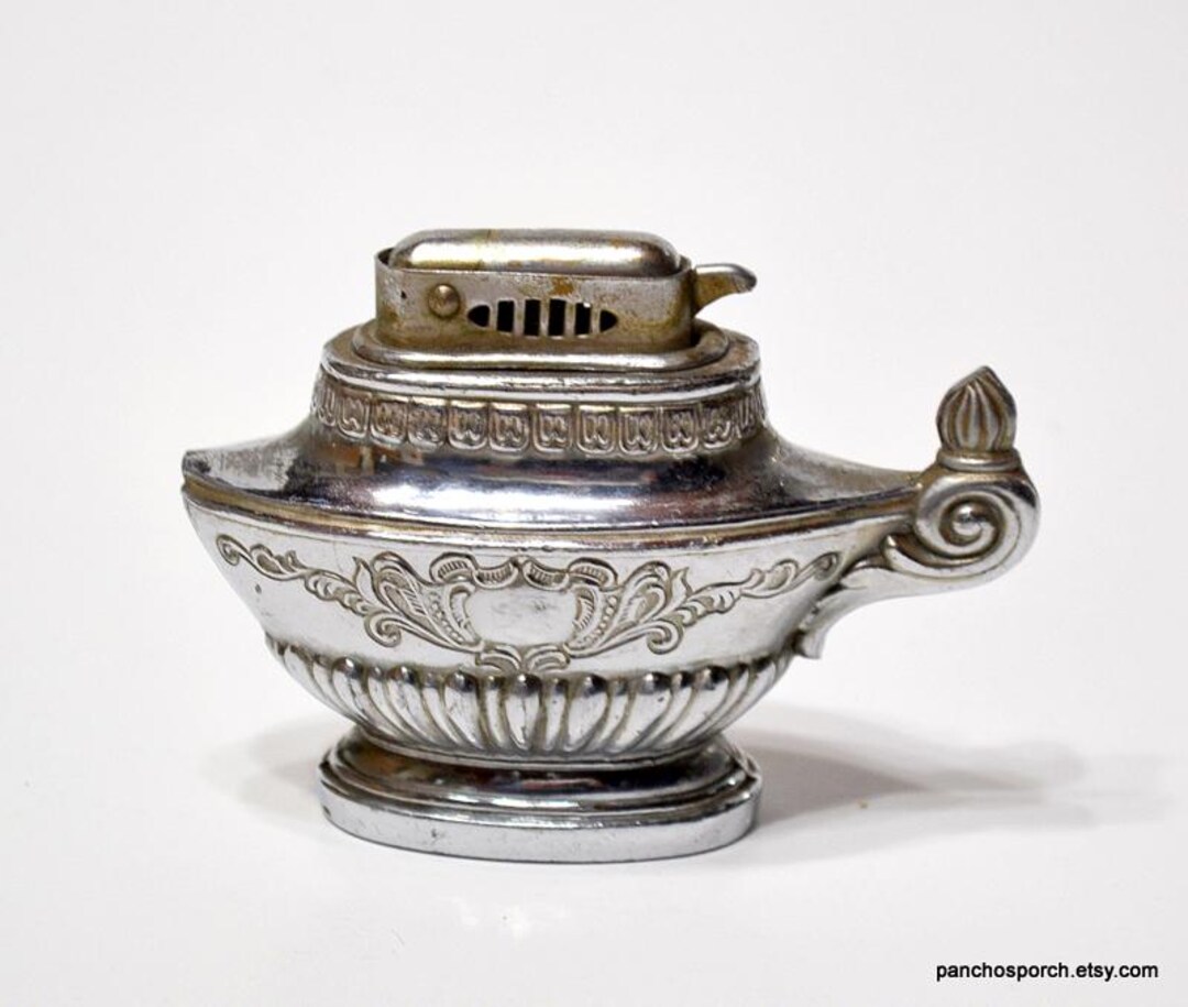 Vintage Genie Lamp Table Lighter: Silver Finish, Occupied Japan ...