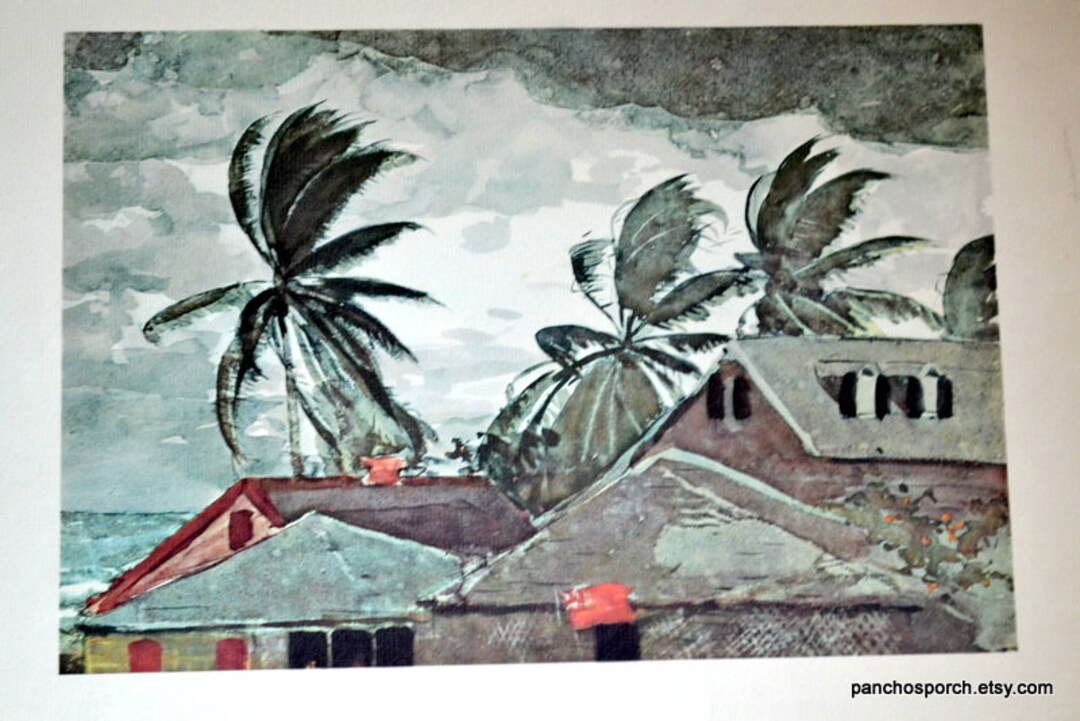 Vintage Winslow Homer Print Hurricane Bahamas Tropical Storm Landscape ...