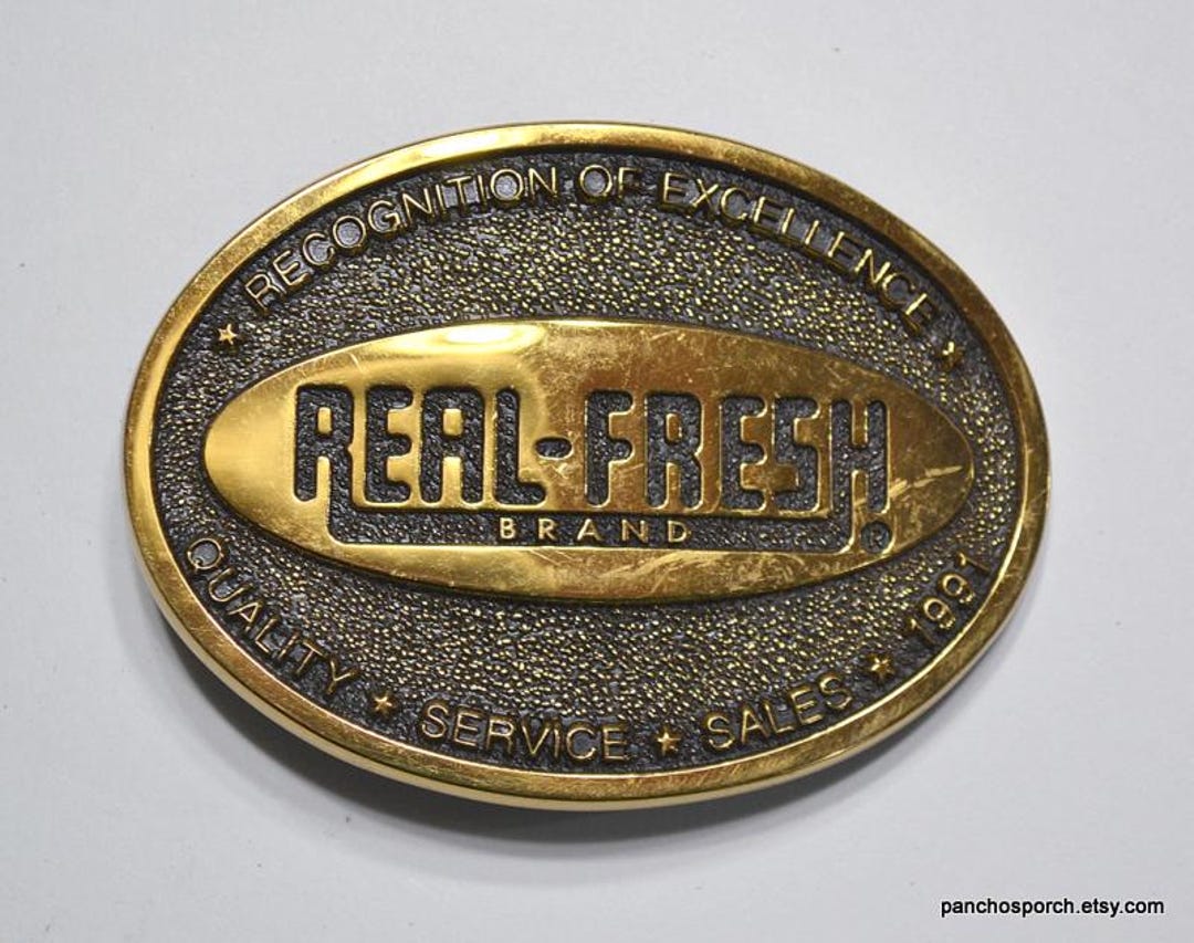 Vintage Real Fresh Brand Belt Buckle: Brass Cowboy Accessory - Etsy