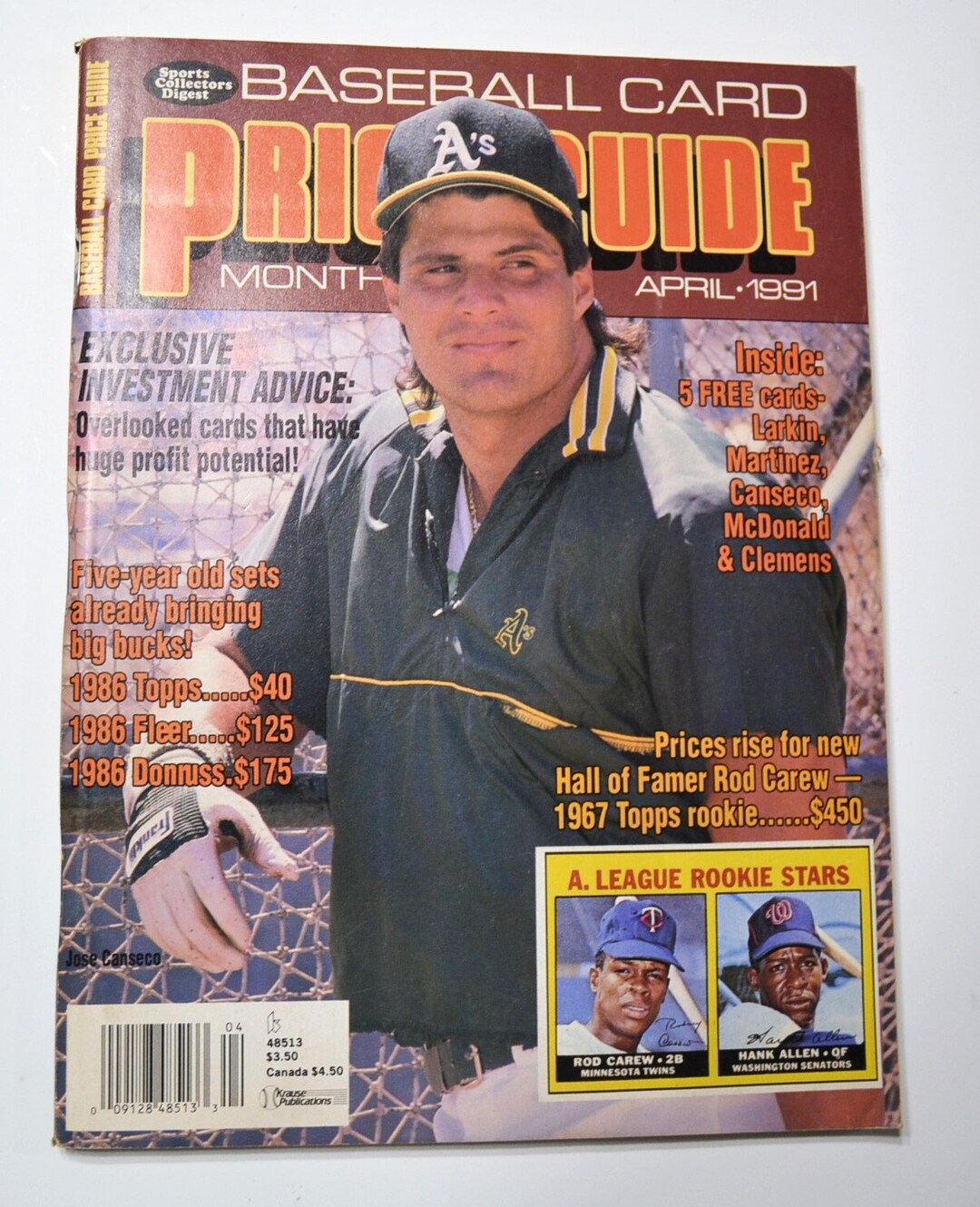 Vintage Baseball Card Price Guide Magazine April 1991 Trading Cards