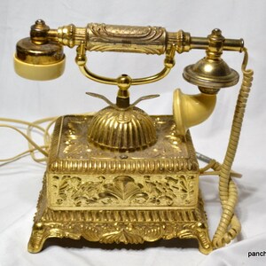 Vintage Vintage Ornate Rotary Telephone Gold Tone Hollywood Regency ...
