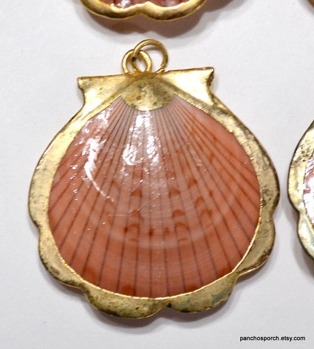 Vintage Shell Button Cover Set of 4 Convertible Necklace Pendant Gold ...