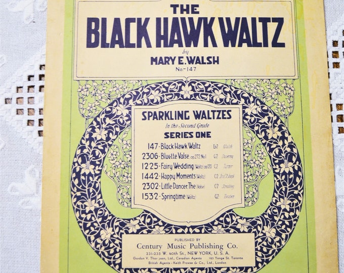 Vintage "the Black Hawk Waltz" Sheet Music, Century Music - Etsy