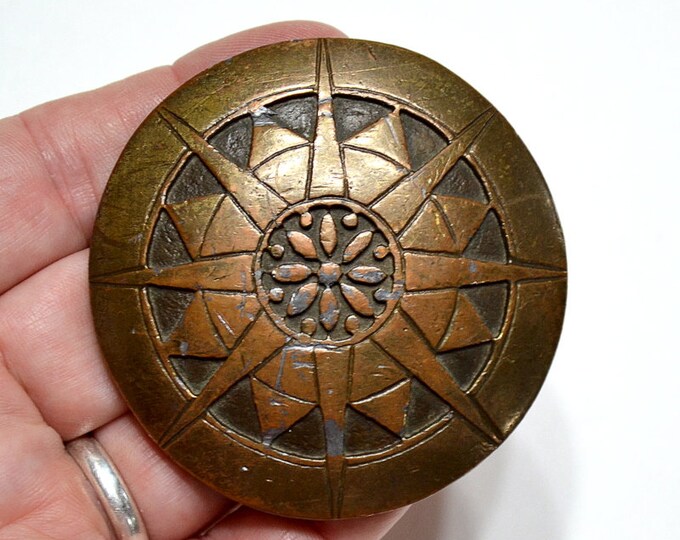 Vintage Compass Belt Buckle Brass Color Round La Venta Bloomington ...