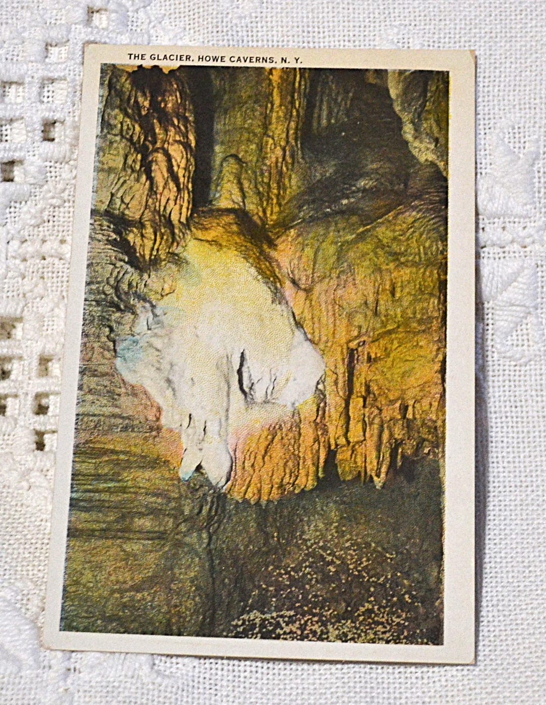 Vintage NEW YORK Post Card Howe Caverns Glacier Rock Formation Souvenir ...