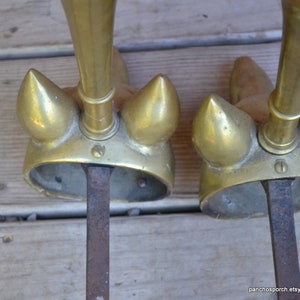 Vintage Brass Fox Andirons: Rare Fireplace Fire Dog Set - Etsy