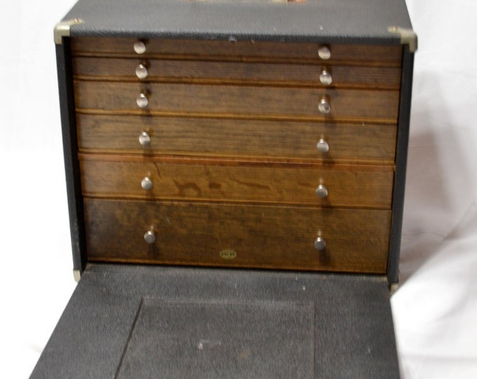Vintage GERSTNER 6 Drawer Cabinet Traveling Dental Case Leatherette ...