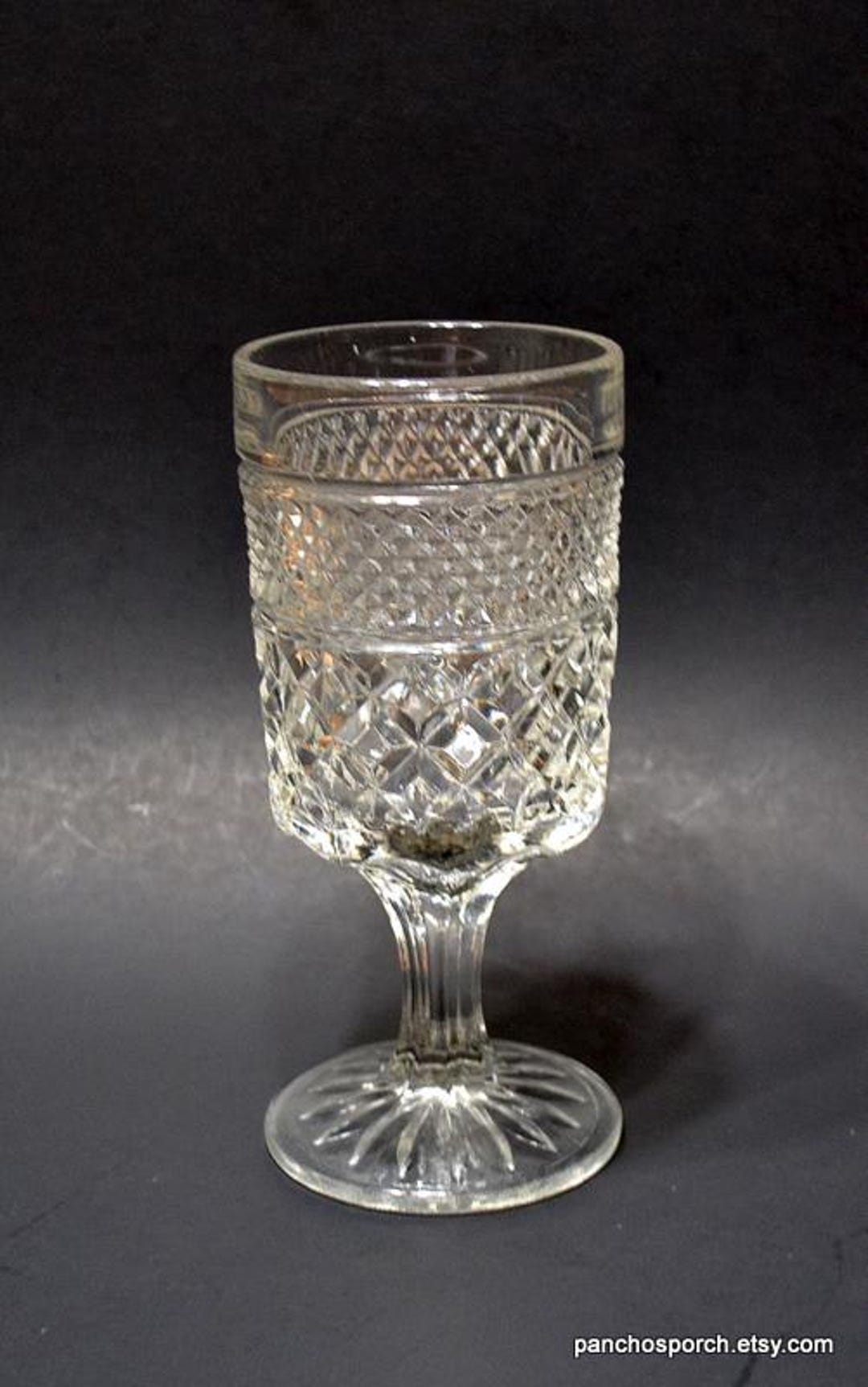 Vintage Wexford Water Goblet: Diamond Pattern Pressed Glass Stemware - Etsy