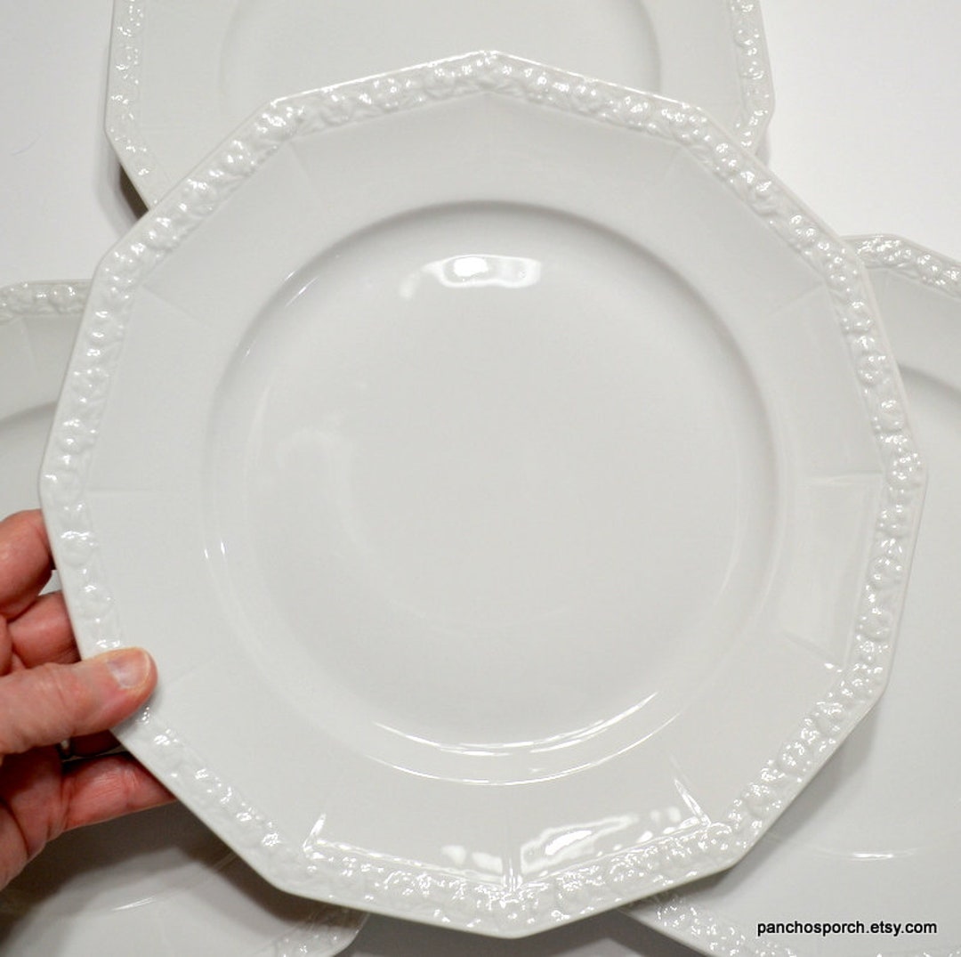 Vintage ROSENTHAL MARIA Dinner Plate Set of 4 White Embossed Roses ...