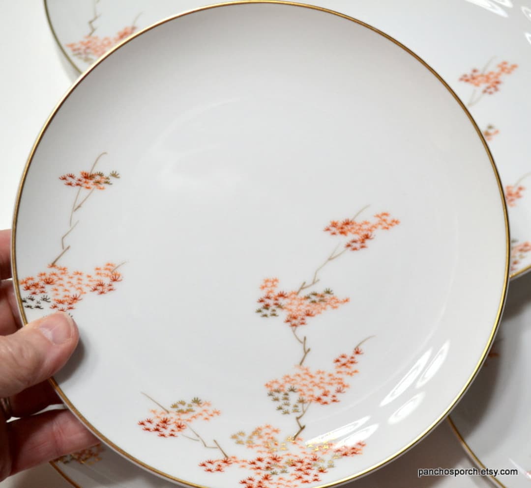 Vintage SALAD PLATE Set of 6 Fukagawa Arita Pattern 905 Maple Leaf ...