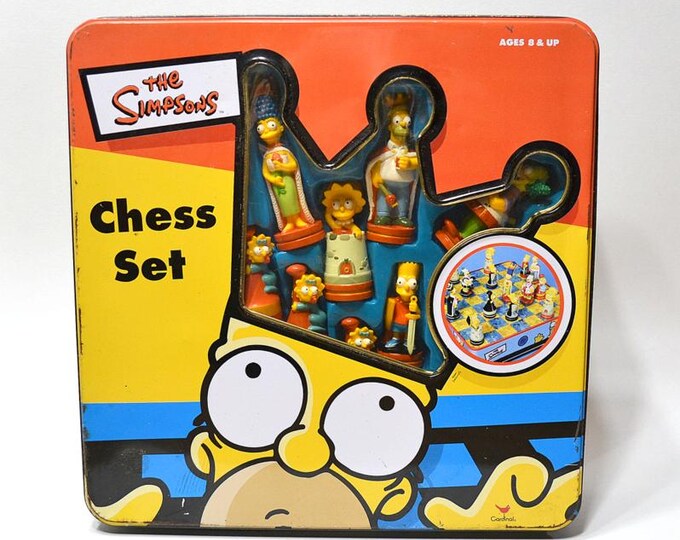 Vintage THE SIMPSONS Chess Set 2000 Collectors Tin Complete 3D Chess ...