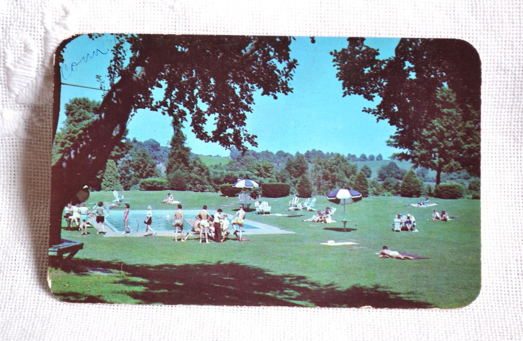 Vintage CONNECTICUT Postcard Happy Acres Swimming Pool Americana ...