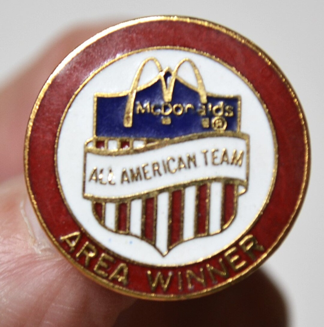 Vintage Mcdonalds Lapel Hat Pin All American Team Area Winner Red White ...
