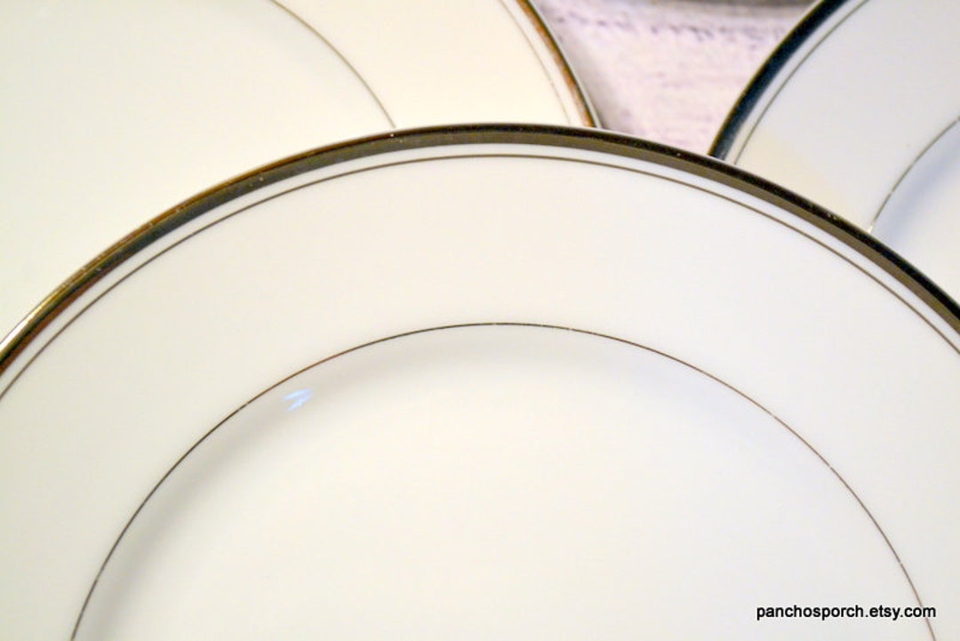 Vintage Sincerity Bread Plate Set of 6 White Platinum Rim W Dalton ...