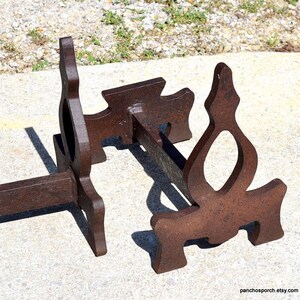 Vintage Cast Iron Fireplace Andirons, Keyhole Style, Rustic Fire Dogs ...