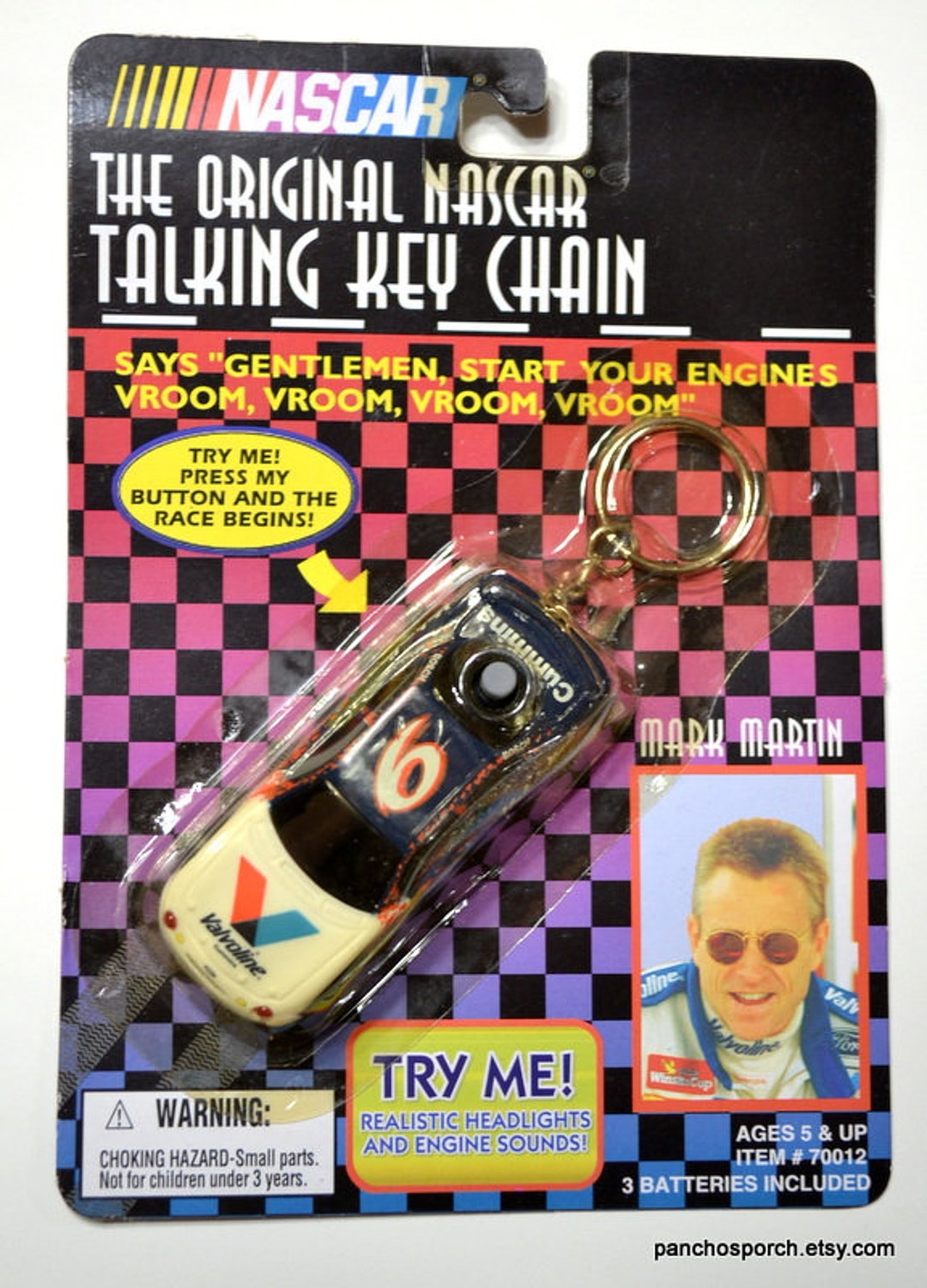 Vintage Mark Martin No 6 Talking Key Chain Valvoline Racing Team ...