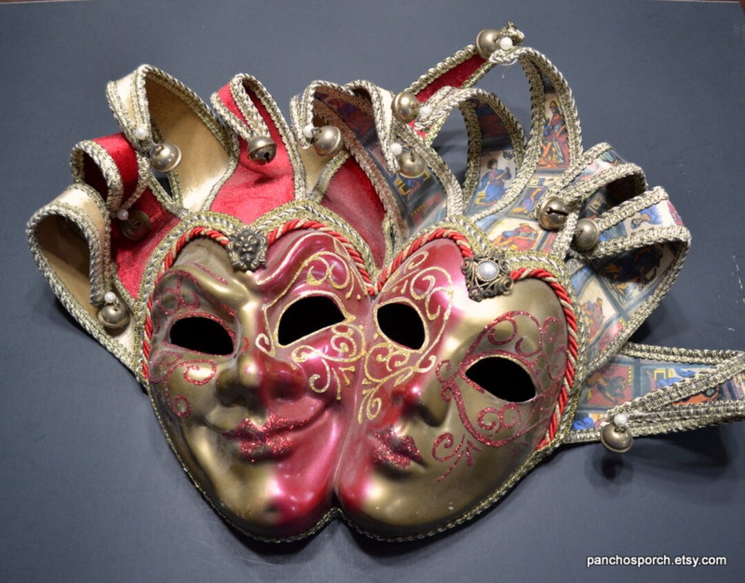 Vintage Venetian Double Mask Colorful Masquerade Mardis Gras Carnival ...