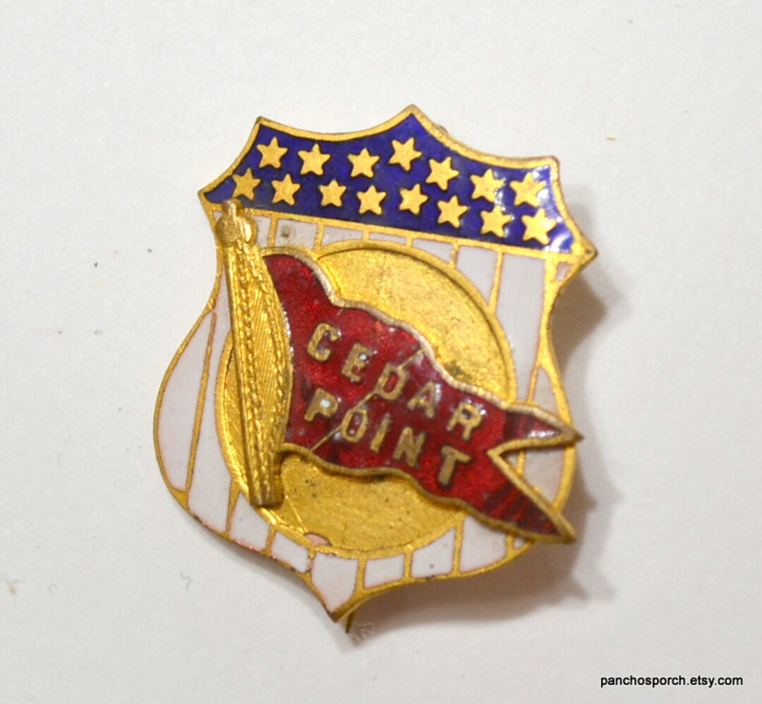 Vintage Cedar Point Pin Flag Shield Red White Blue Gold Tone - Etsy