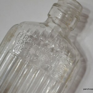 Vintage Half Pint Bottle Clear Glass Flask Shaped Ribbed 1940s Whiskey ...