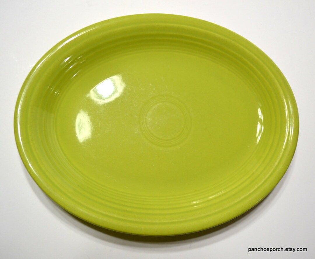 Vintage Fiesta Chartreuse Oval Platter Homer Laughlin Fiestaware Serving Platter Lime Green ...