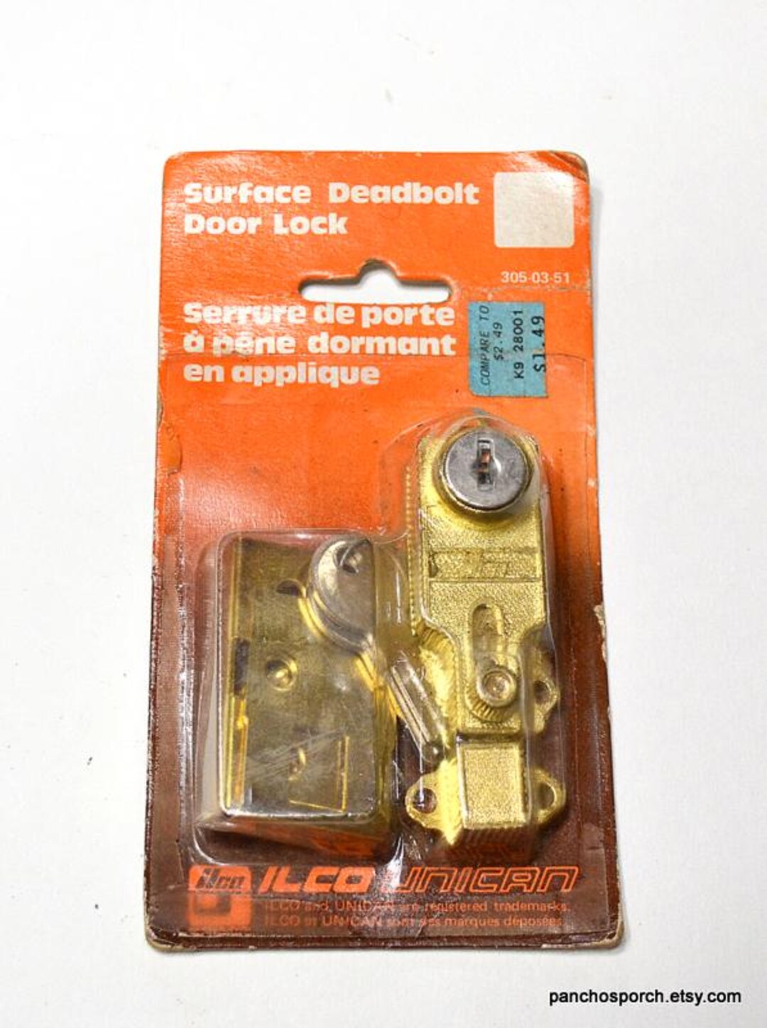 Vintage ILCO UNICAN Surface Deadbolt Door Lock Security Hardware ...