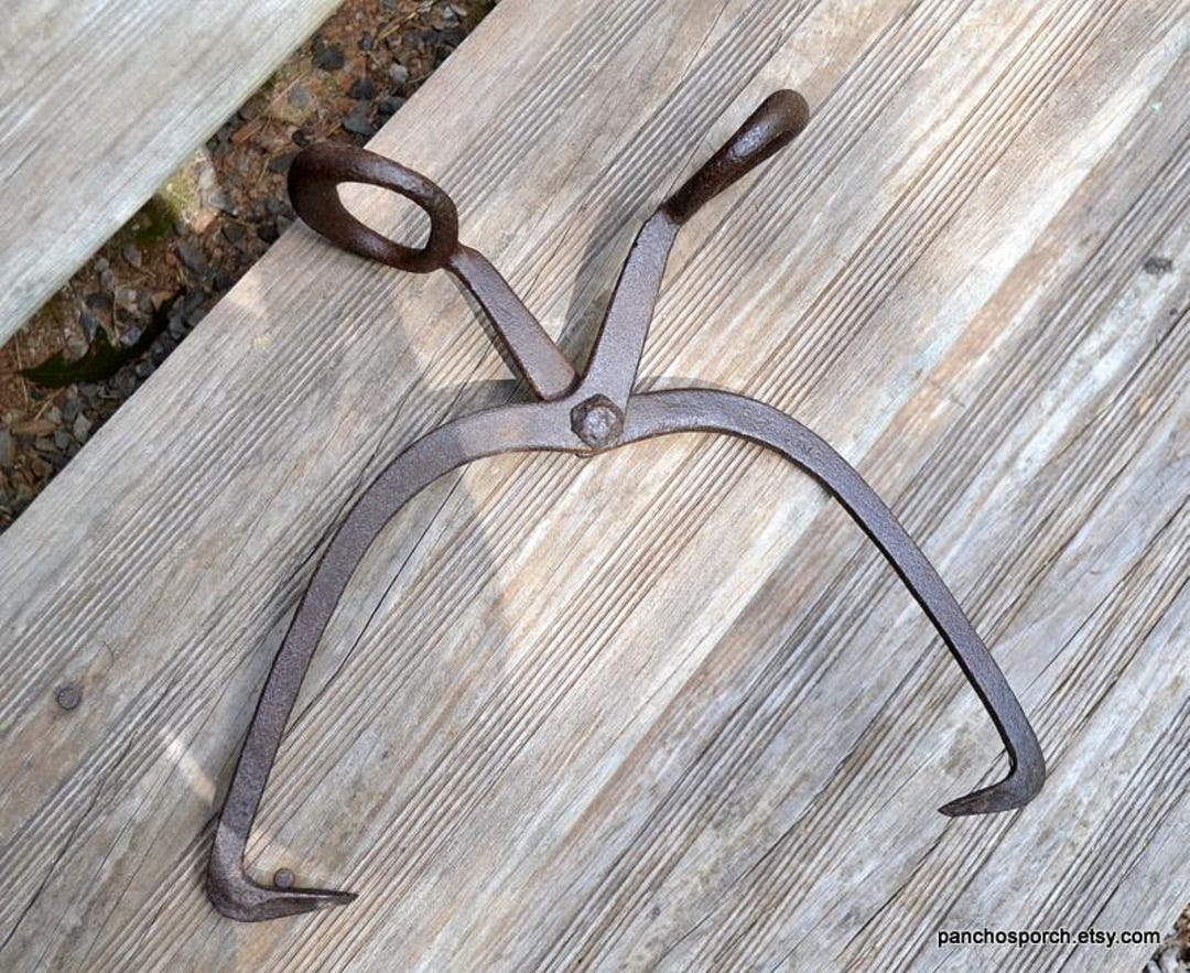 Vintage Ice Tongs Heavy Metal Iceman Delivery Tool Primitive Rustic ...
