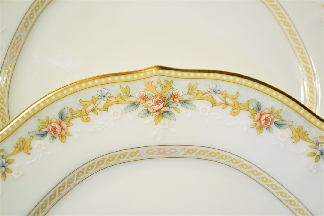 Vintage Noritake English Flowers Bread Plate Set of 2 Floral Gold Rim ...