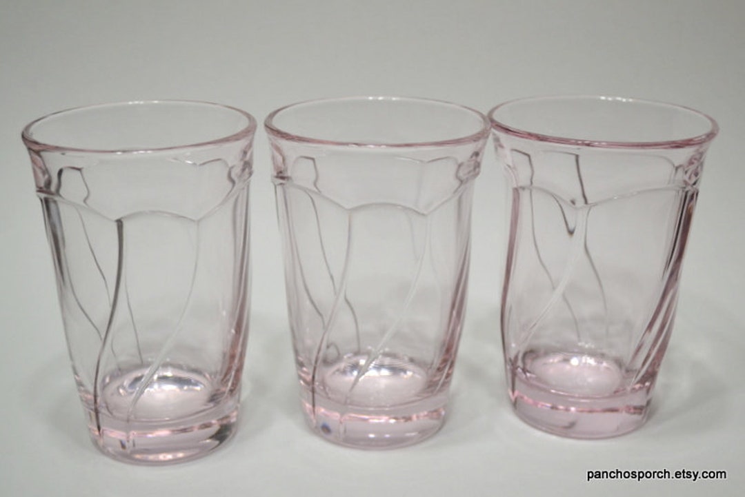 Vintage NORITAKE Sweet Swirl Pink Highball Glass Tumbler Set of 3 Pale ...