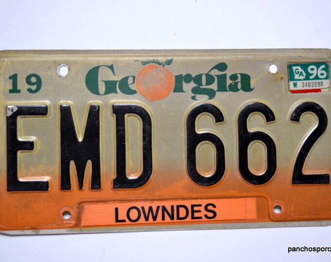 Vintage GEORGIA License Plate Original Tag 1996 Peach Lowndes County ...