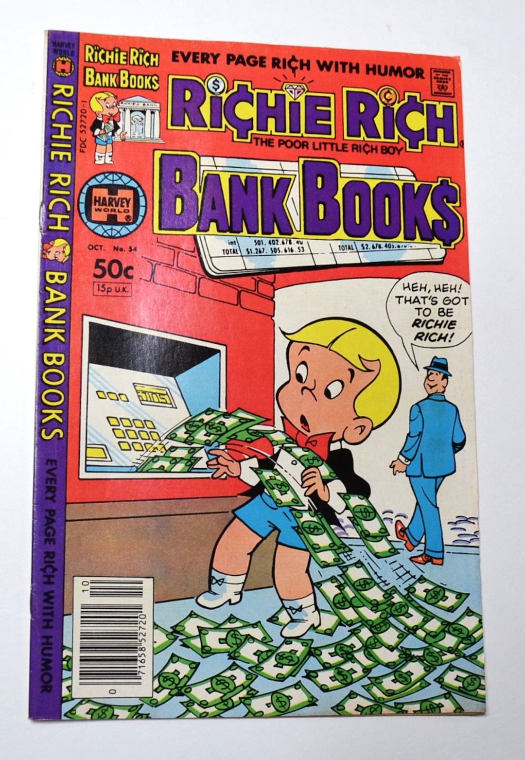 Vintage Richie Rich Bank Books Comic Book No 54 Harvey Comics October ...