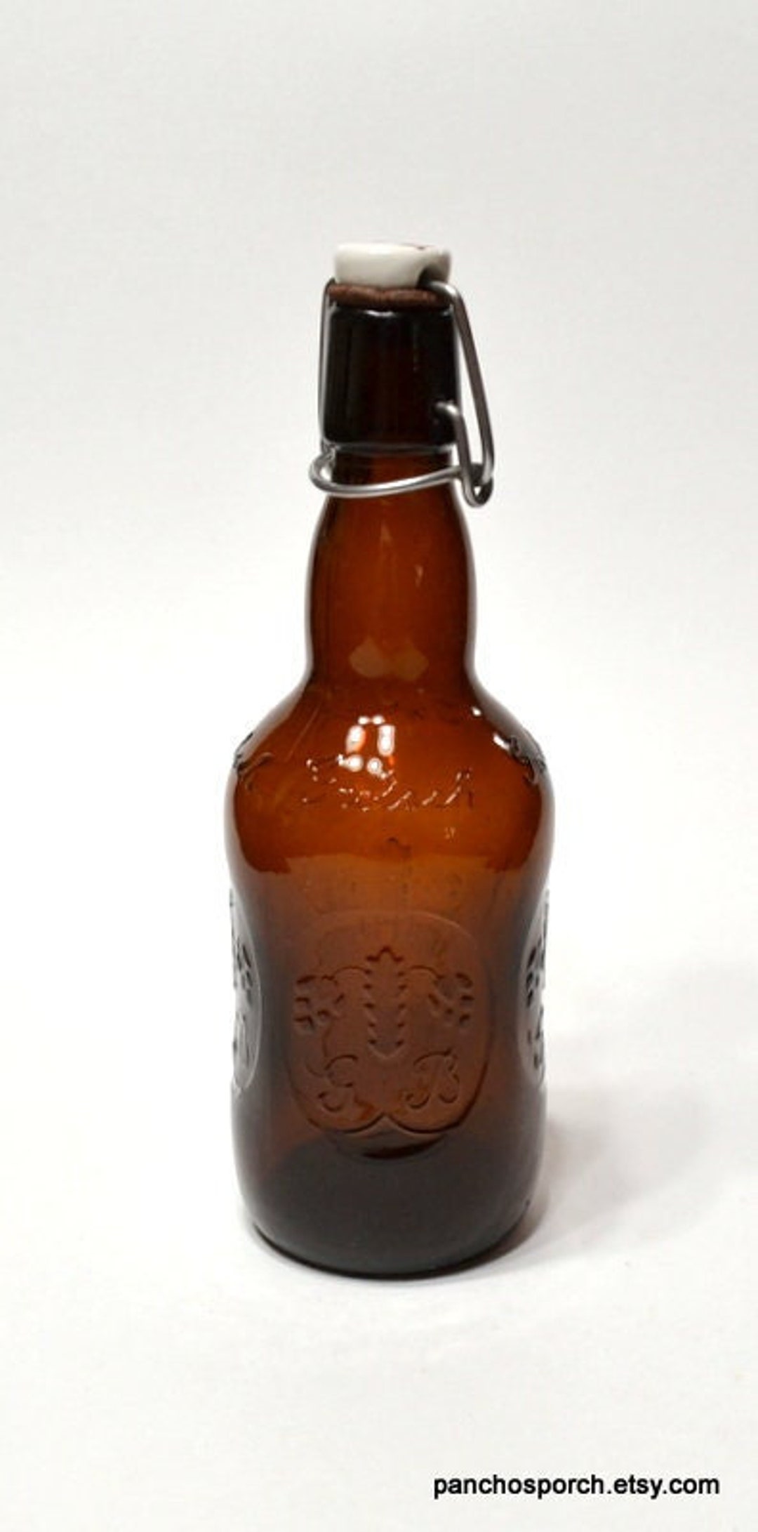 Vintage Grolsch Beer Bottle Brown Dark Amber Embossed Glass Swing Top ...