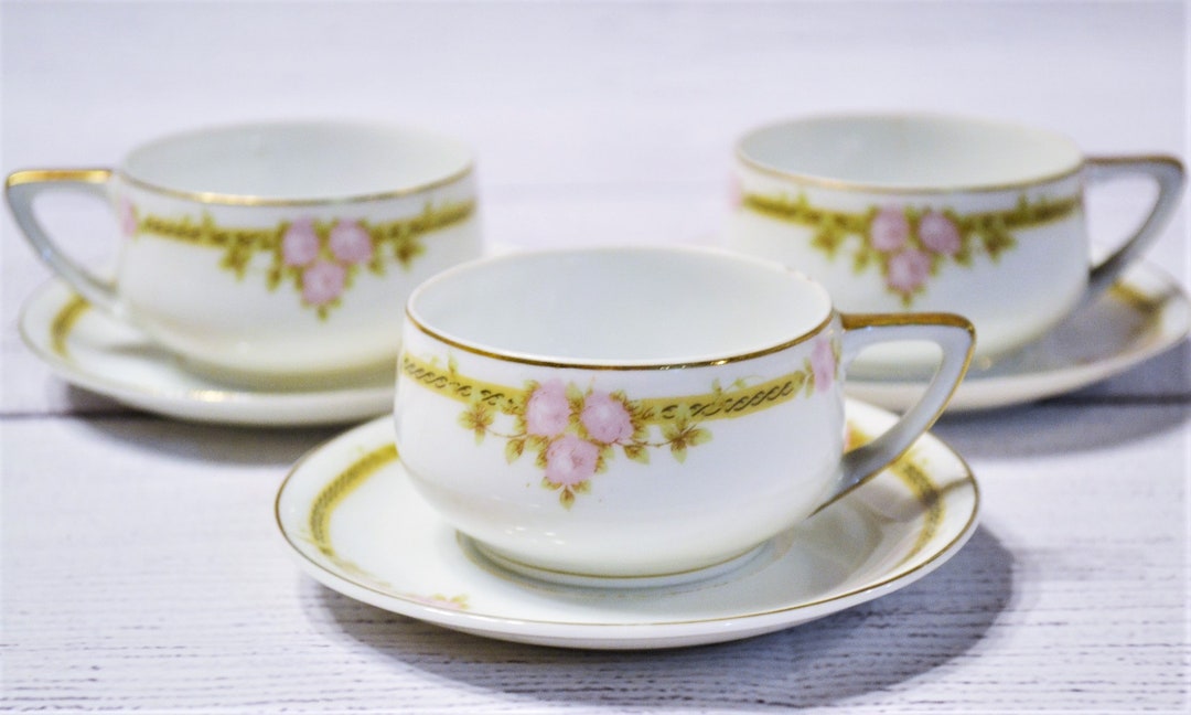 Vintage Antoinette Mignon Demitasse Cup and Saucer Set of 3 CHIPPED ...