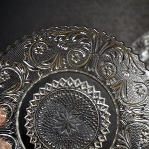 Vintage SANDWICH CLEAR Glass Bread Plate Set of 2 Duncan Miller Scroll ...
