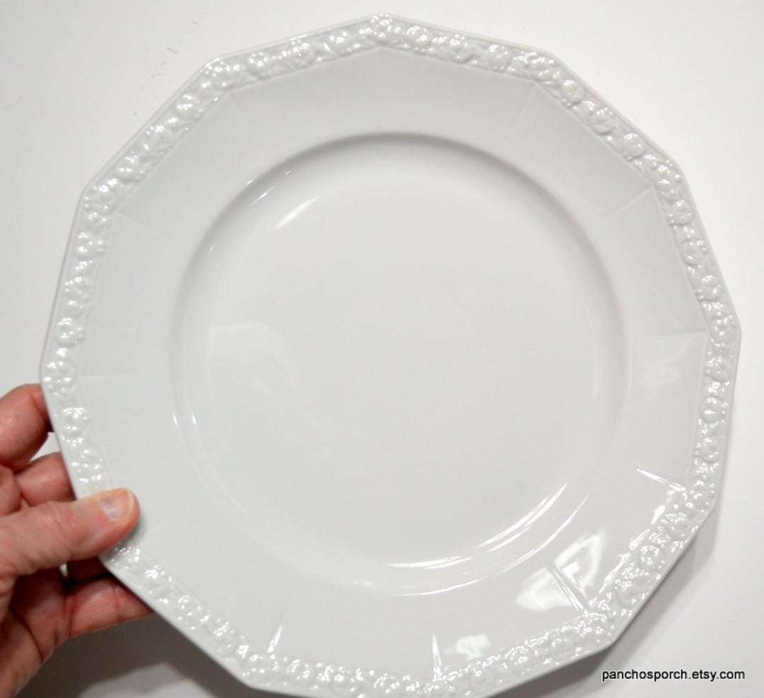 Vintage ROSENTHAL MARIA Dinner Plate White Embossed Roses Floral 12 ...