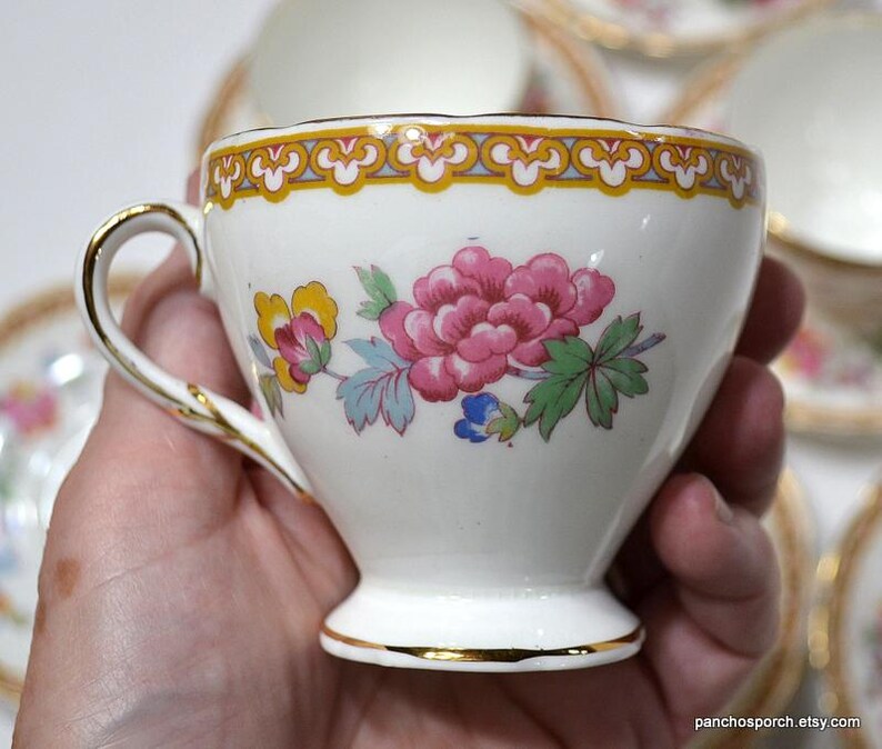 Vintage Foley Shalimar Teacup Set (6) - Floral High Tea Cups, Made in ...