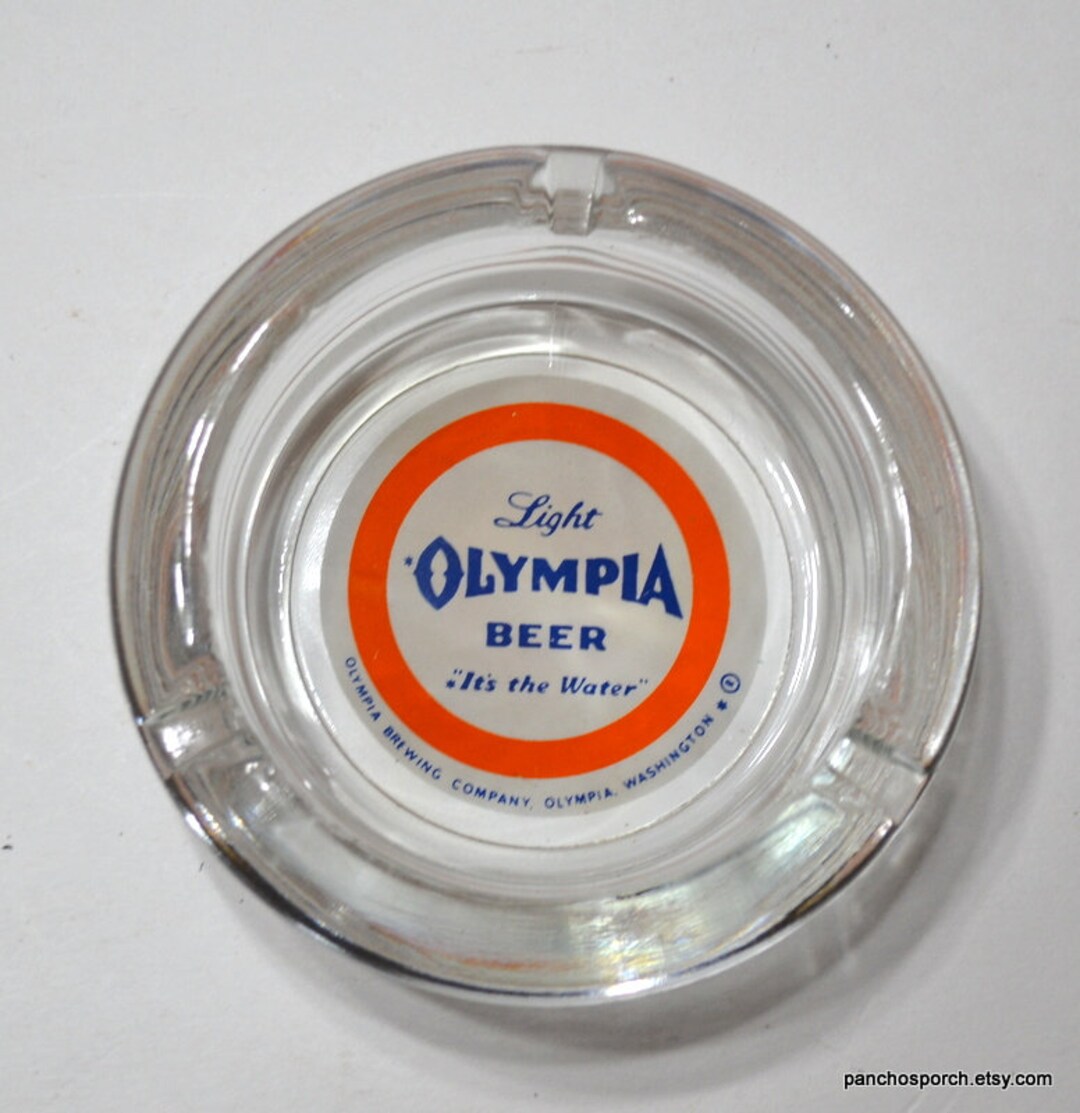 Vintage Olympia Beer ASHTRAY Round Clear Glass Ashtray Light Beer ...