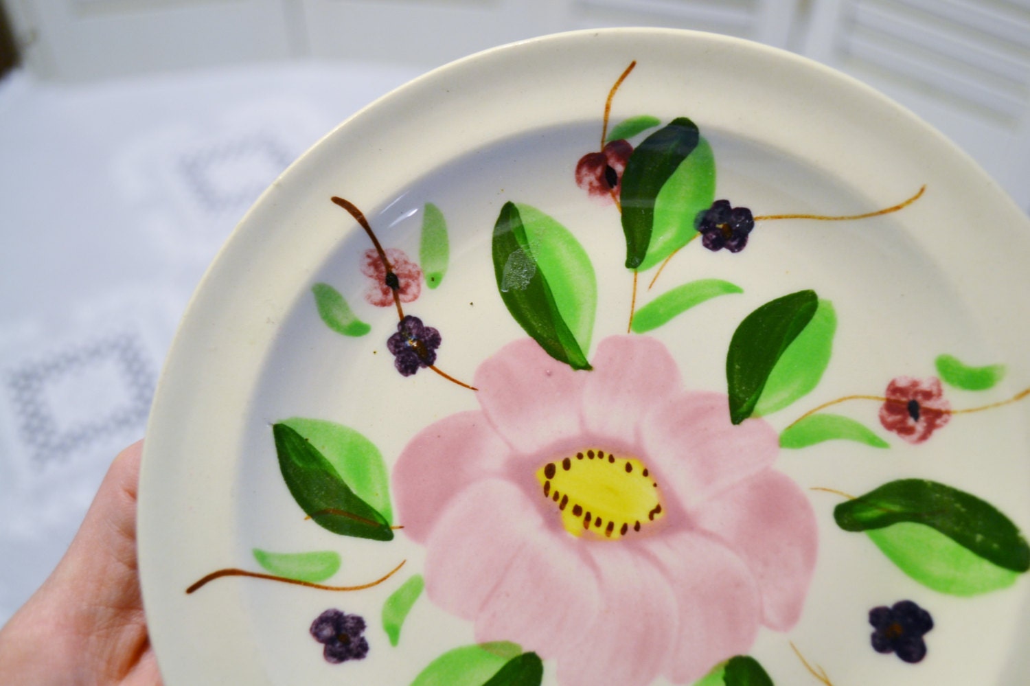Vintage Blue Ridge Pottery Bread Dessert Plate Pink Flower - Etsy