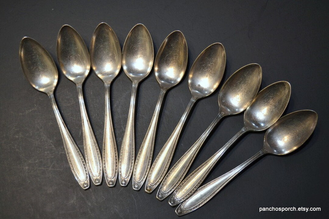 Vintage Webster Teaspoon Set of 9 Silver Plate Simeon L George Rogers ...