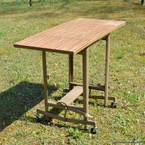 Vintage Hilo Typewriter Table Rolling Drop Leaf Table Cart Beige Metal ...