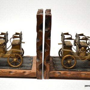 Vintage Antique Car Bookends Metal Rustic Wood Bookends Bookshelf Decor ...