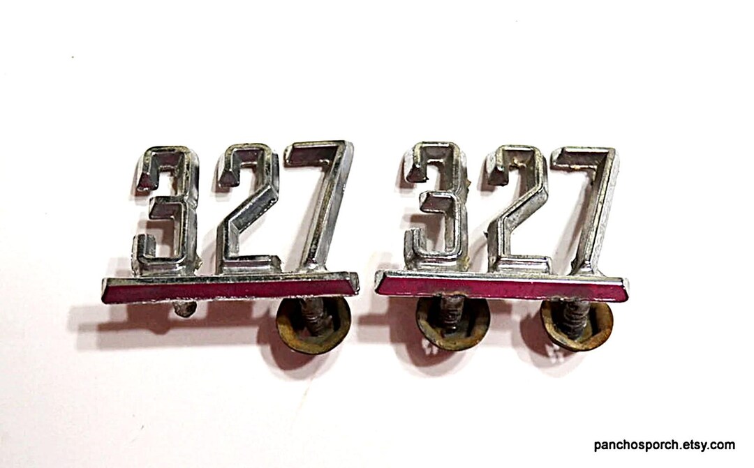Vintage Chevrolet 327 Chrome Emblem Set of 2 Original 1960s Car Fender ...