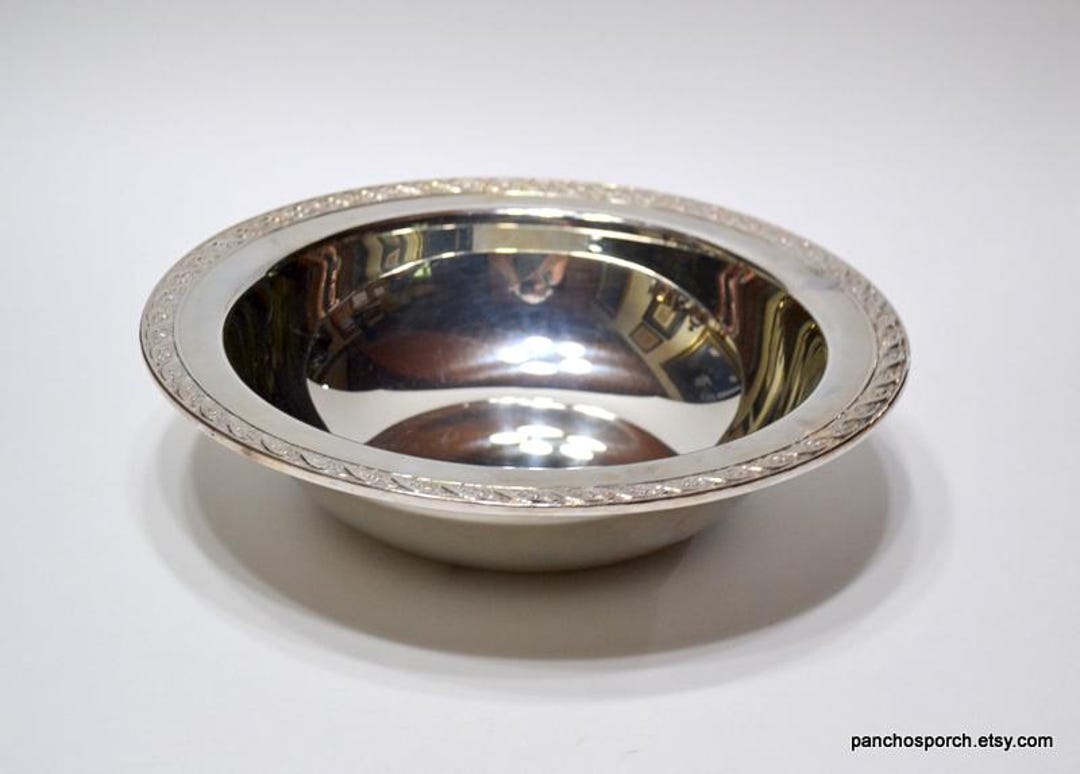 Vintage Silver Plated Bowl Buffet Serving Dish 10 Inch Rimmed Round ...