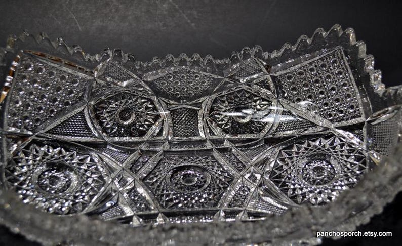 Vintage EAPG Clear Glass Celery Tray: Stars & Diamonds Serving Dish - Etsy