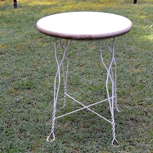 Vintage White Metal Ice Cream Parlor Table Formica Top Twisted - Etsy