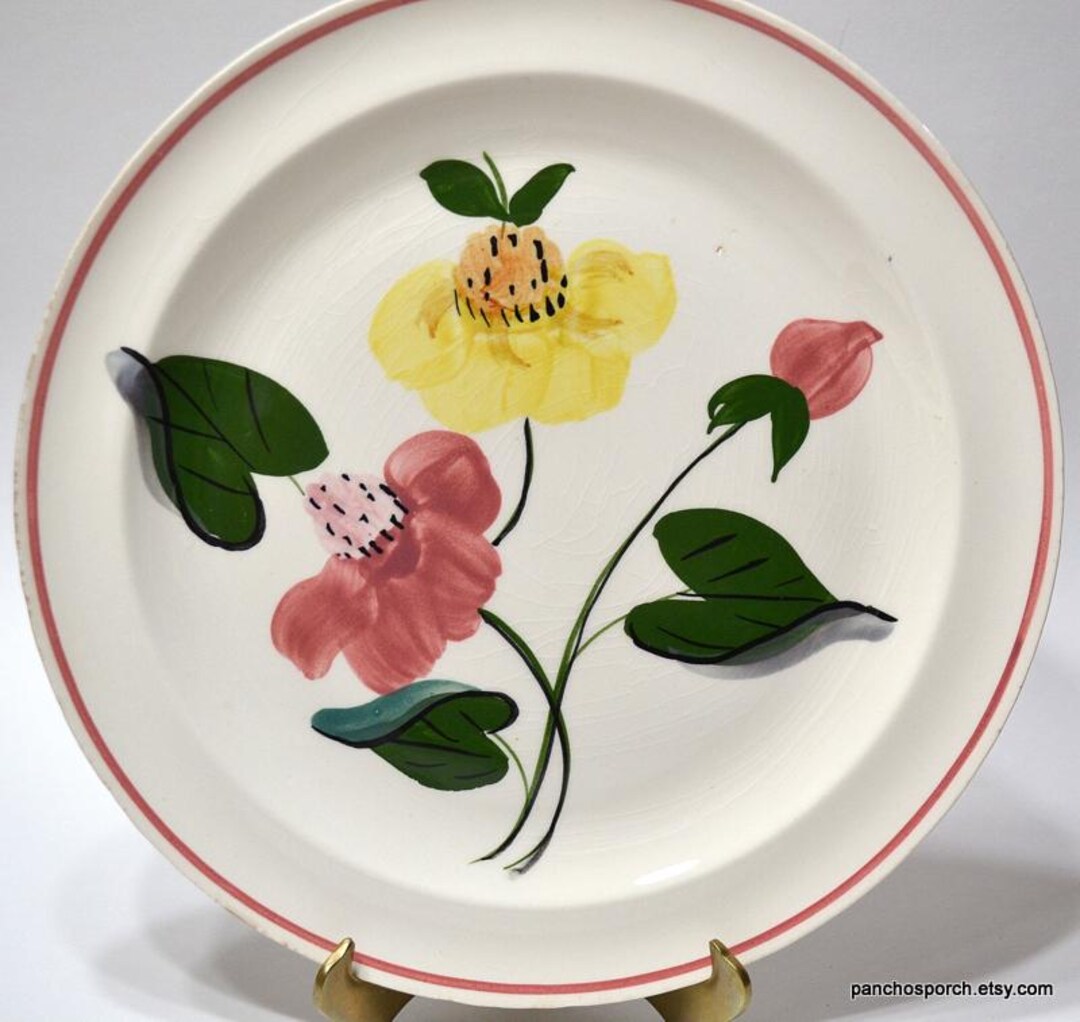 Vintage Blue Ridge Pottery Dinner Plate: Bouquet Pattern, Pink & Yellow ...