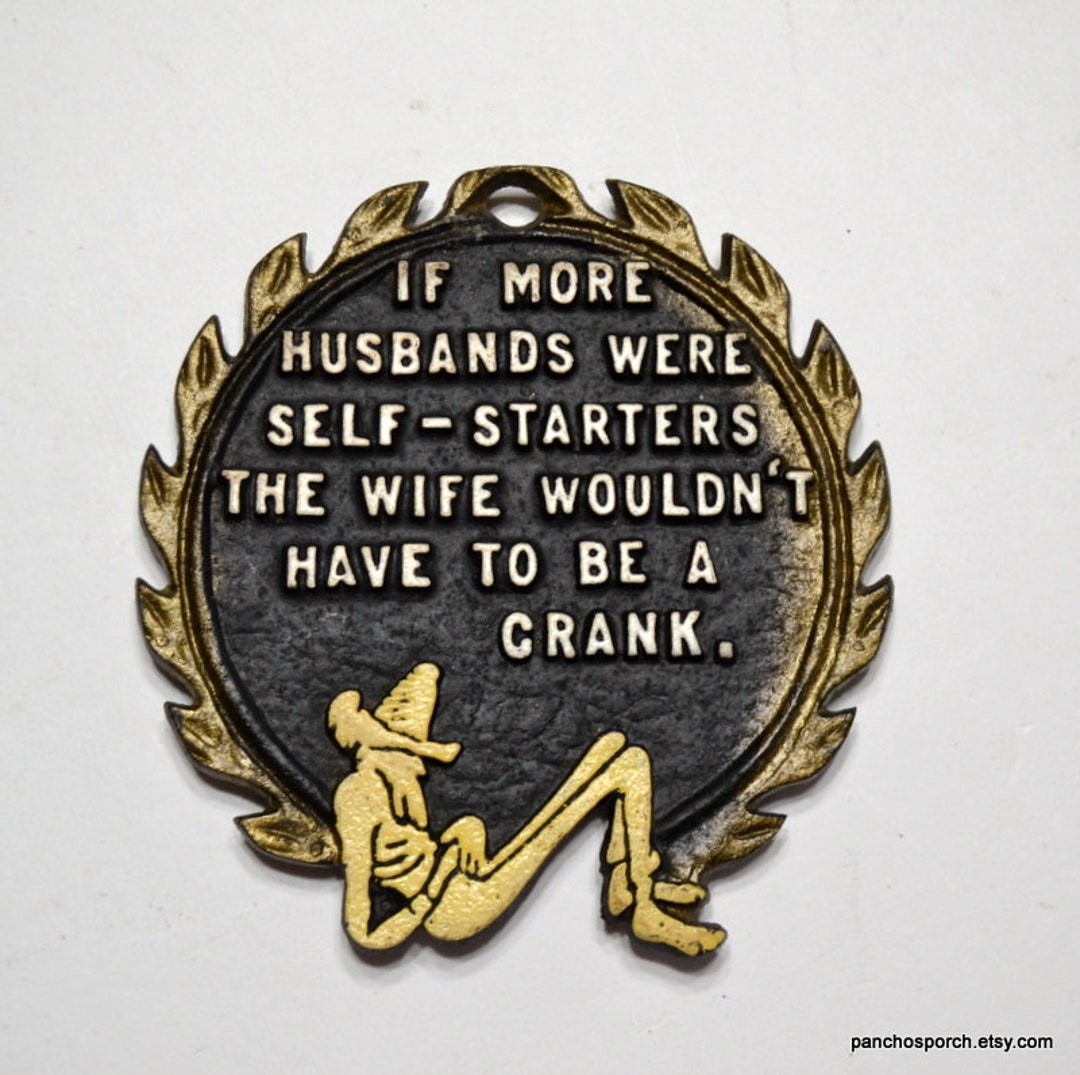Vintage METAL Trivet Funny Kitchen Decor Husbands Self Starters Wife ...