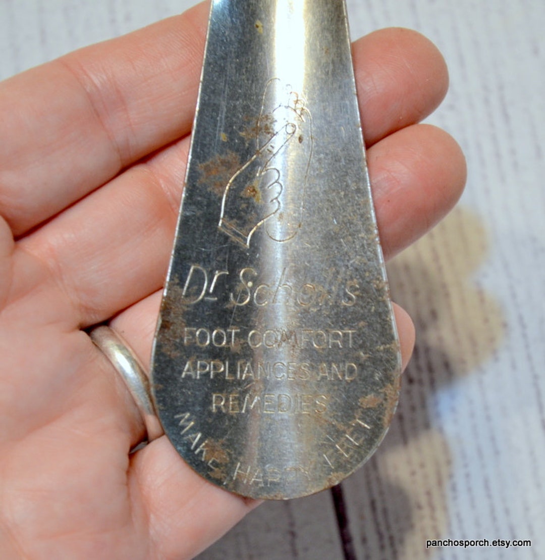 Vintage Dr Scholl Shoe Horn Make Happy Feet Logo Foot Comfort Metal ...