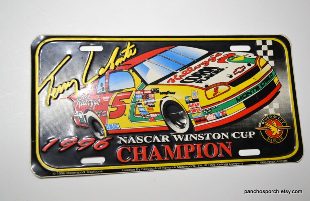 Vintage Terry Labonte NASCAR License Plate: 1996 Winston Cup Champion ...