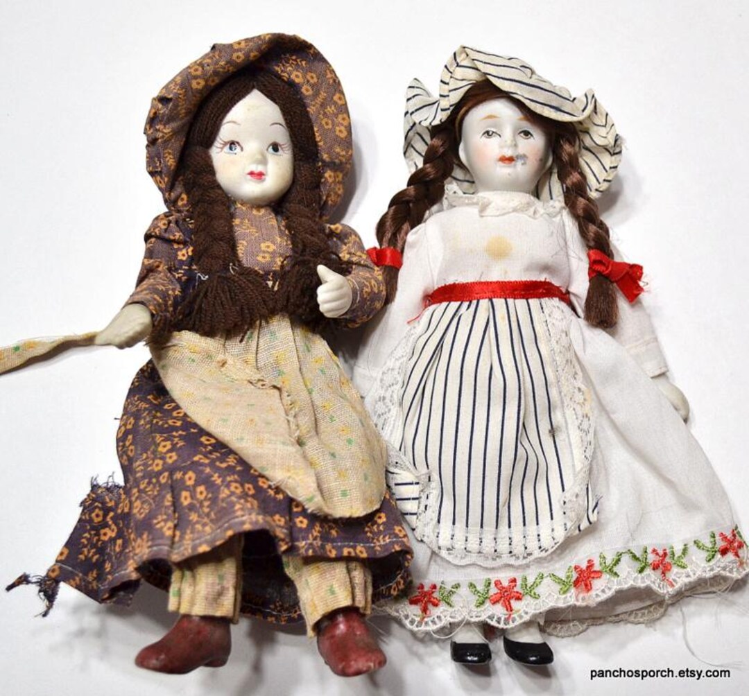 Vintage Porcelain Doll Set of 2 Tattered Stained Repurpose Repair ...